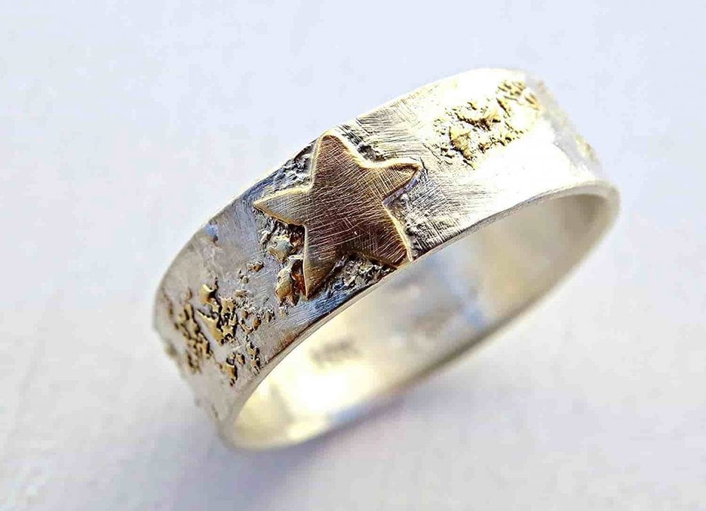 Infinity Viking Wedding Band Made of Molten Sterling Silver - Viking Front